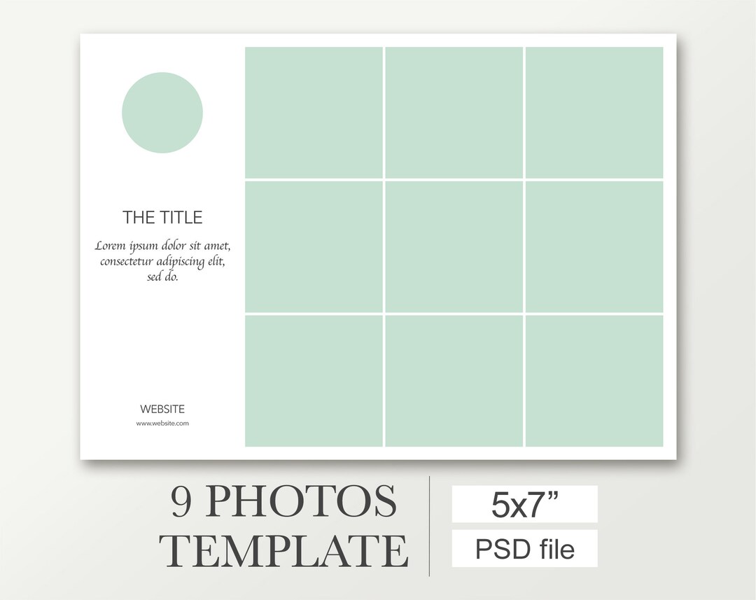 5x7 Promo Card Template for 9 Photos -, Photo Collage Template - Etsy