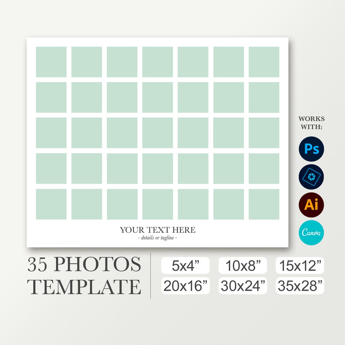 Yearbook Board. School Composite Template for 35 Photos. Photoshop ...