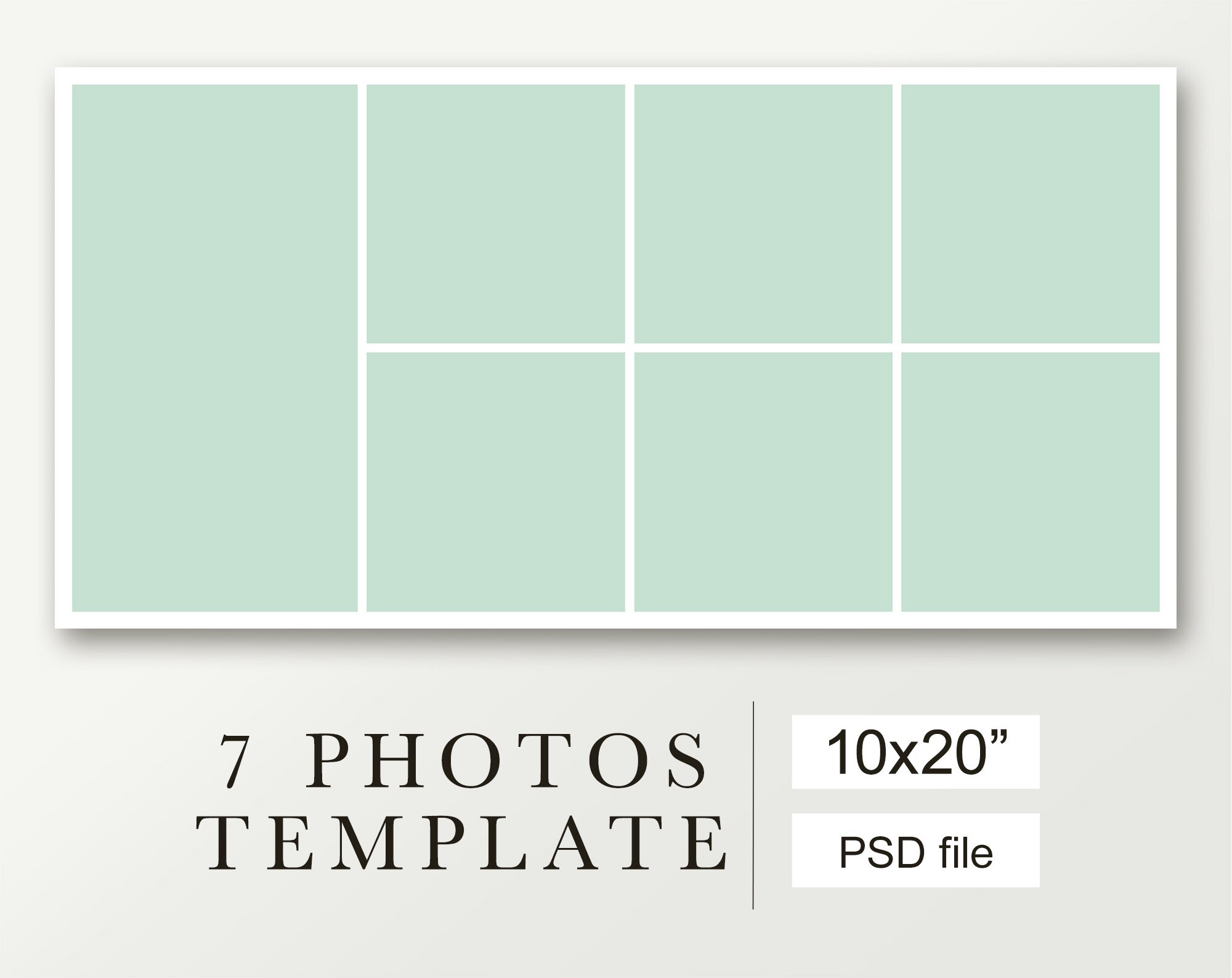10x20 Editable collage template for 7 pictures photo | Etsy