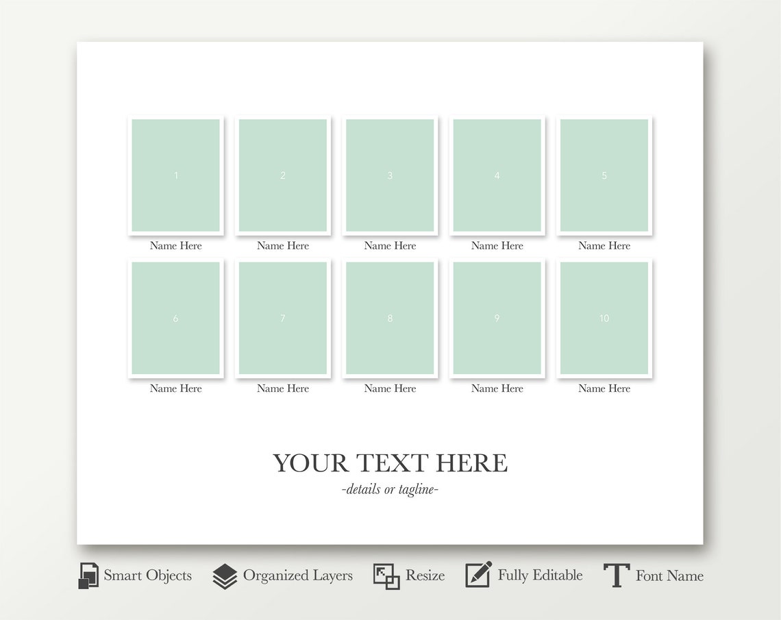 8x10 Photo Board Template With Frames for 10 Pictures. This - Etsy