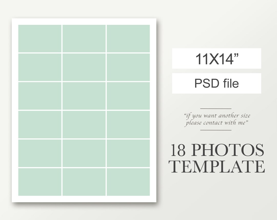 11x14 Photoshop Collage Template for 18 Pictures Photo - Etsy