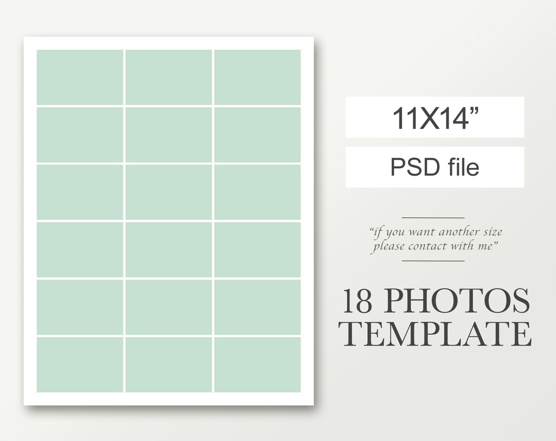 11x14 Photoshop collage template for 18 pictures photo | Etsy