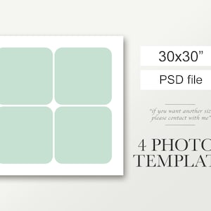 30x30 Square Collage Template With Rounded Corners for 4 Photos ...