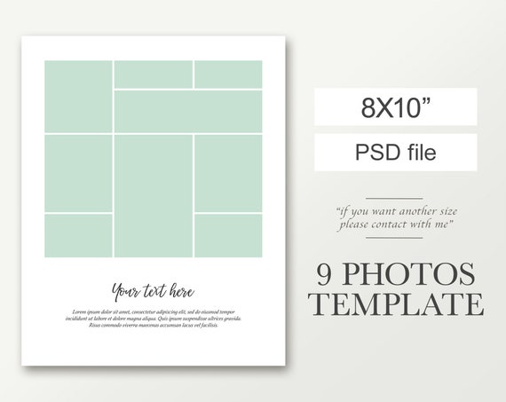 8x10 Photo Template for 9 Pictures Photo Collage Template | Etsy