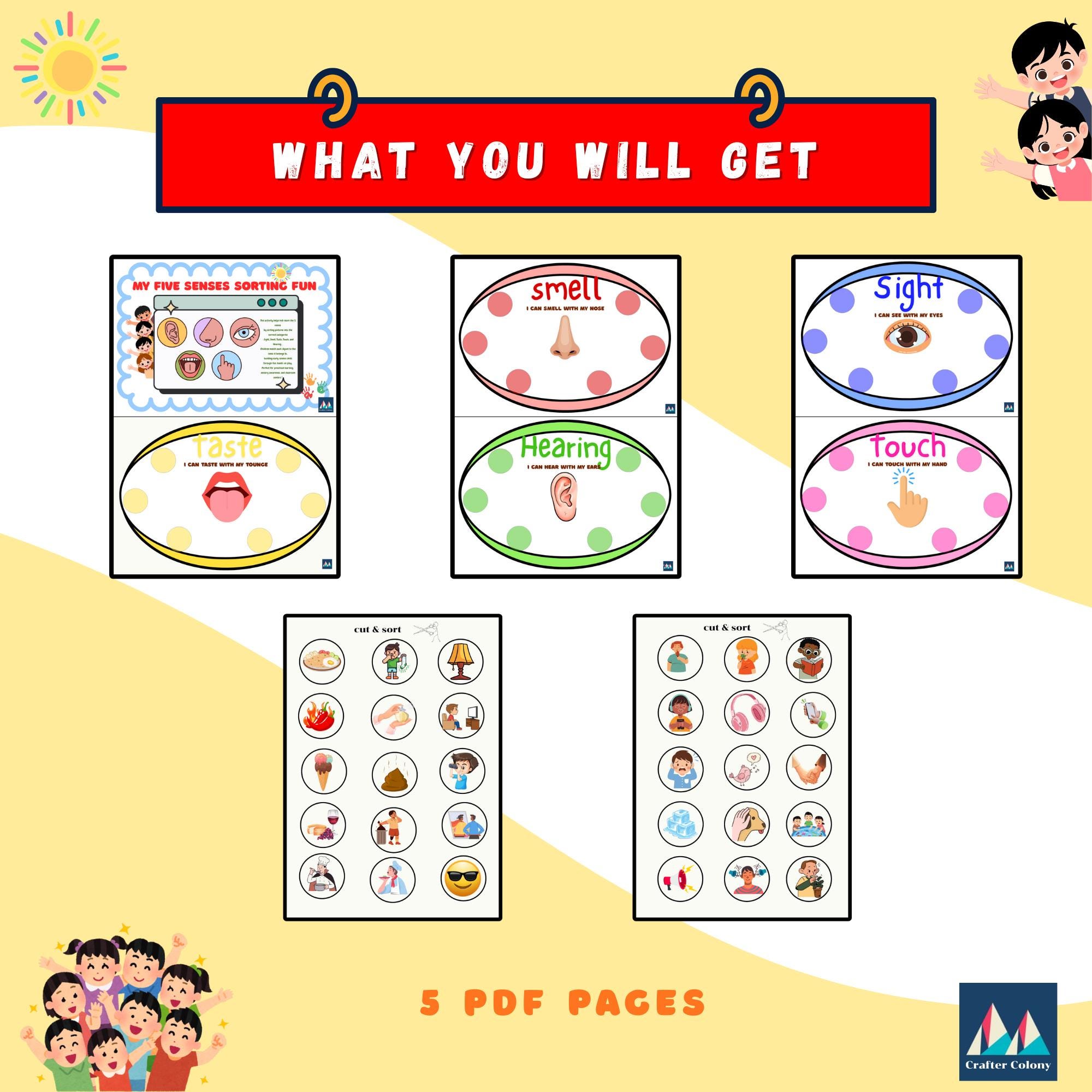 My Five Senses Sorting Fun Activity Digital File - Etsy