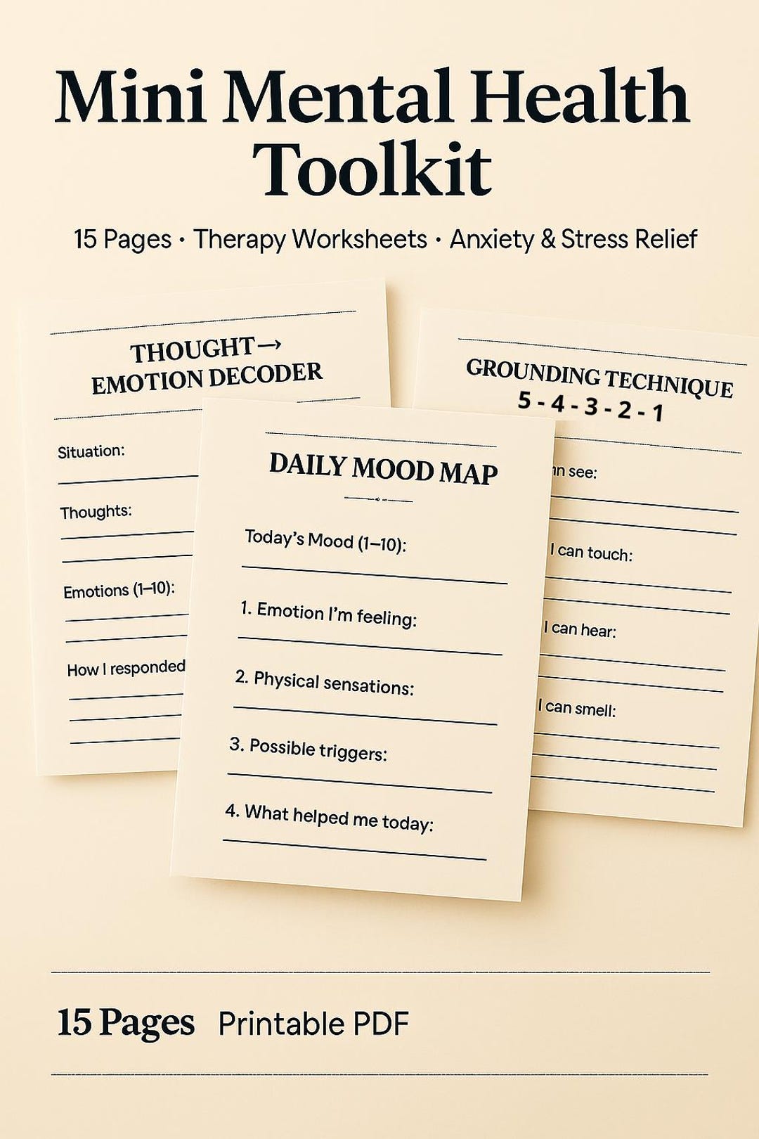 Mental Health Toolkit Printable | Anxiety & Stress Worksheets PDF ...