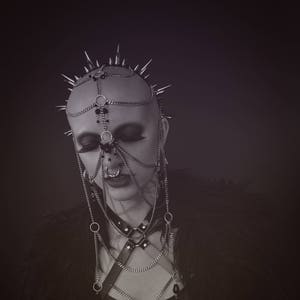 COUNTESS Black Spike Wreath Headdress Chained Face Harness - Etsy