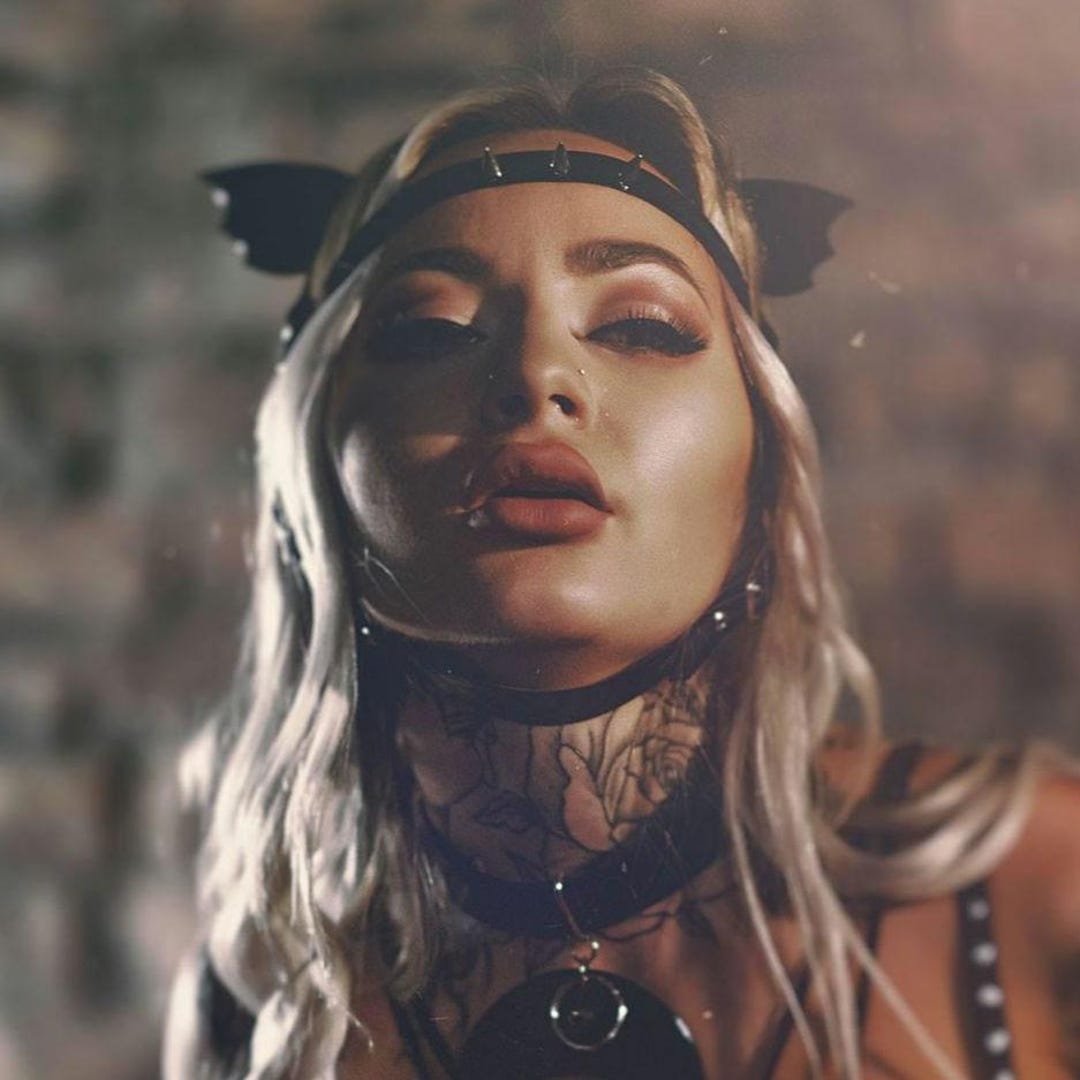 GHOUL Bat Wing Ears Head Harness in Black PVC - Etsy