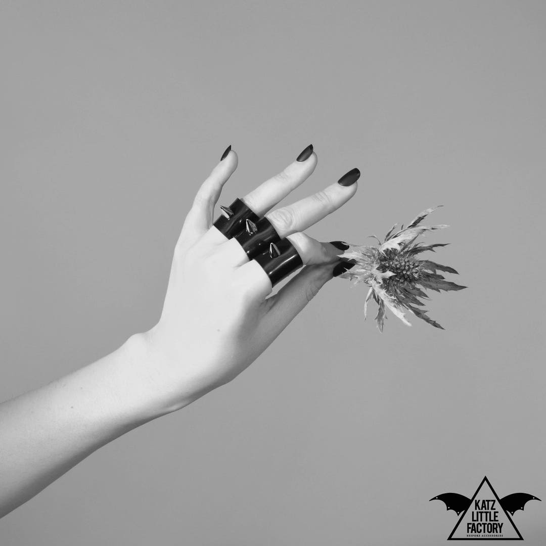SPIKE Star Dusters Black Glossy PVC Tube Rings Set of Three - Etsy