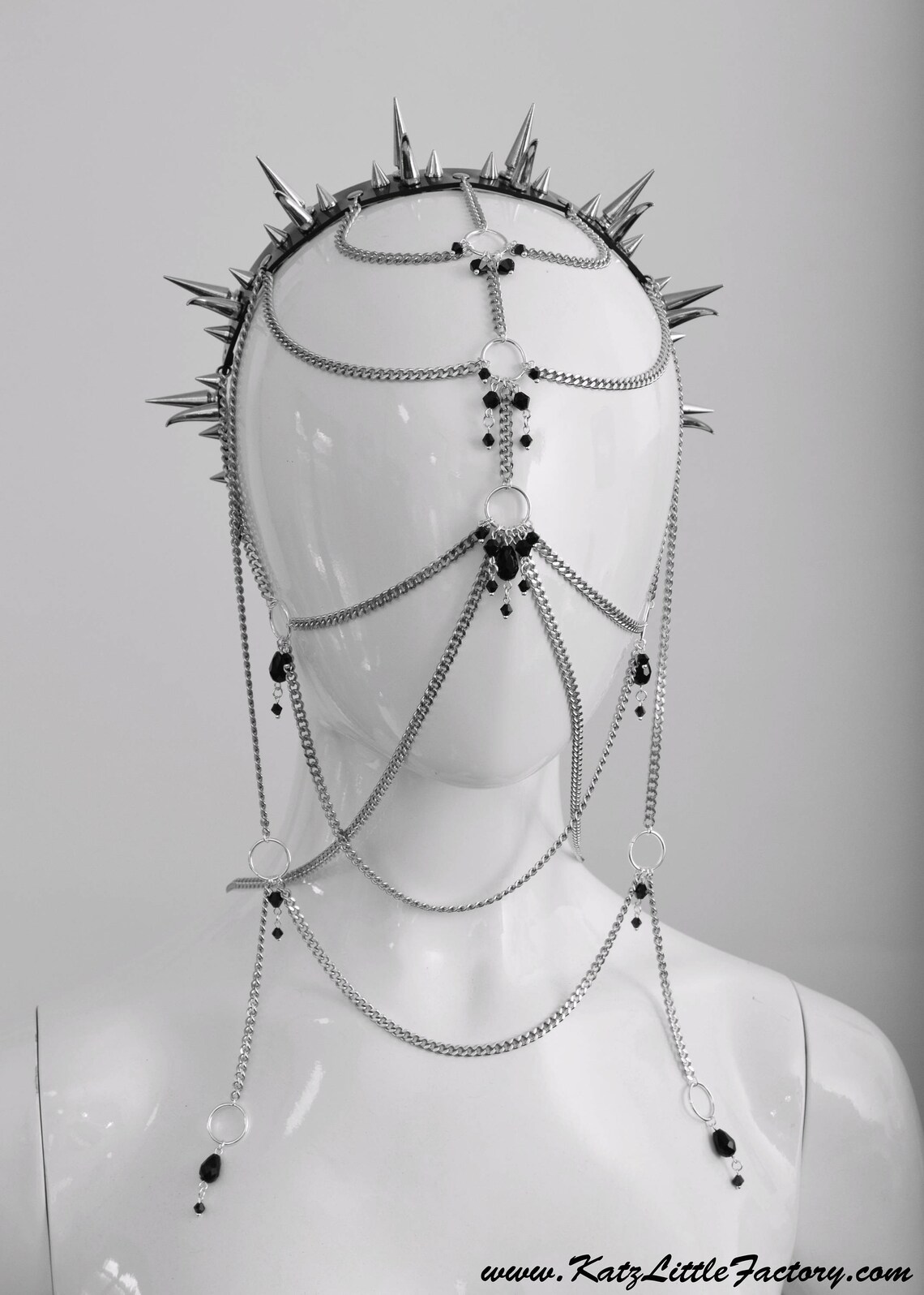 COUNTESS Black Spike Wreath Headdress Chain Face - Etsy