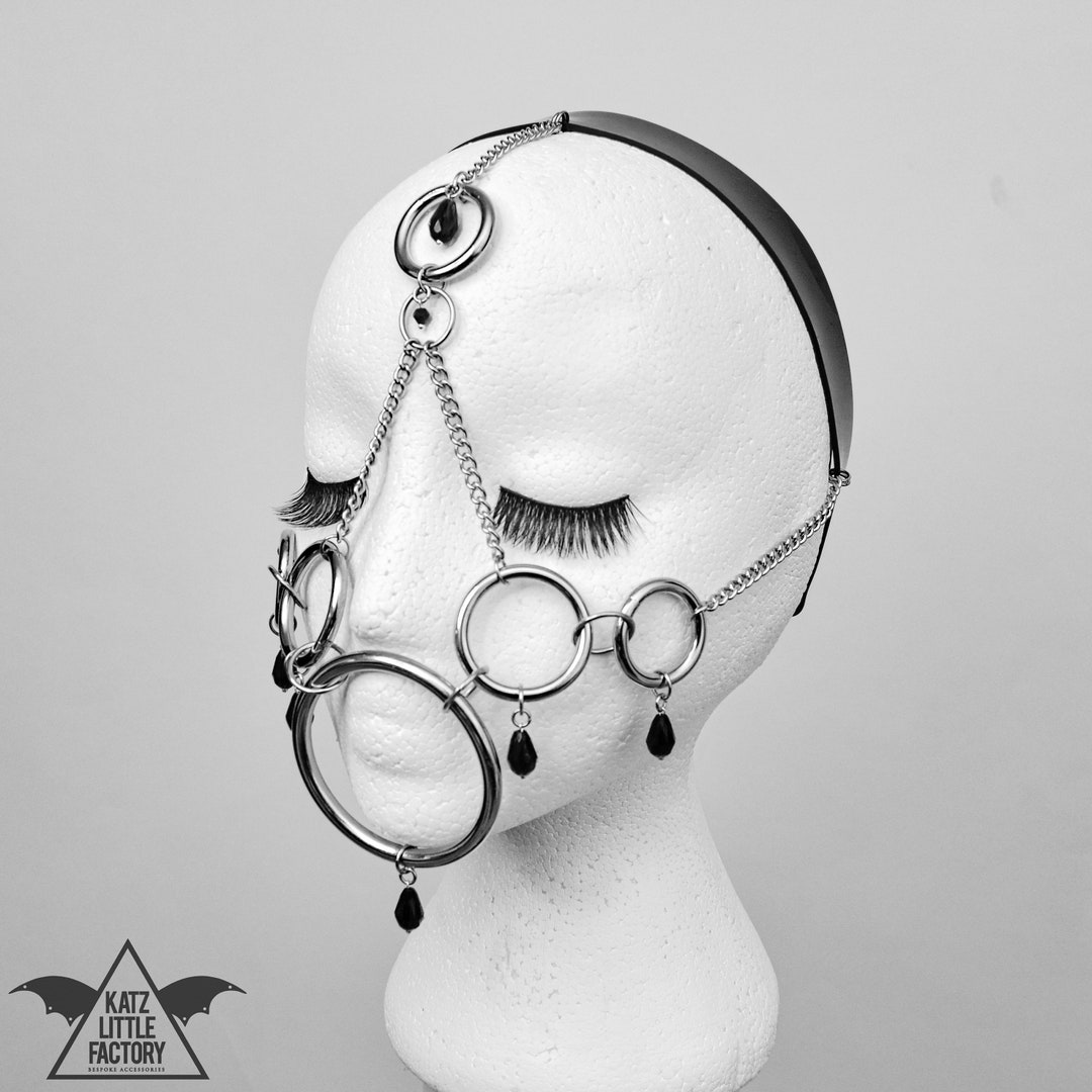 DRIBBLE Headdress Black Chain Mask With Black Crystals - Etsy