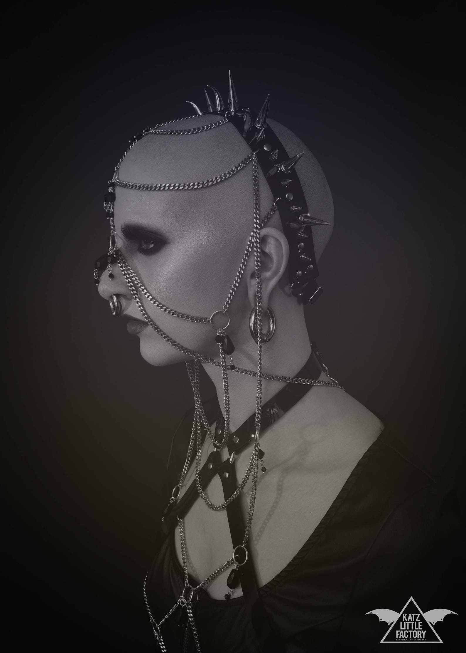 COUNTESS Black Spike Wreath Headdress Chained Face Harness - Etsy