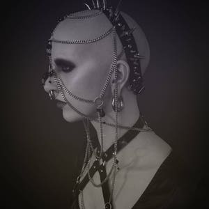 COUNTESS Black Spike Wreath Headdress Chained Face Harness - Etsy