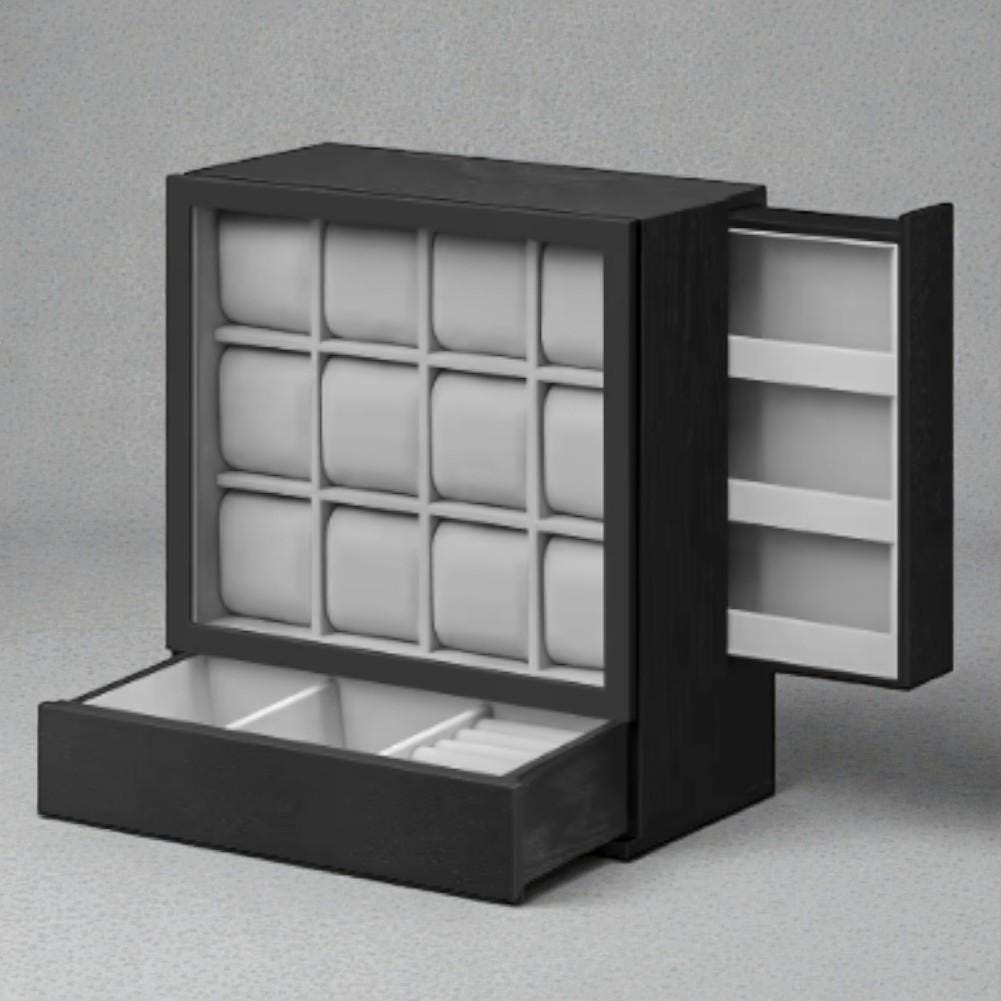 12-slot Wooden Watch Box Display Case, Vertical Cabinet With Acrylic ...