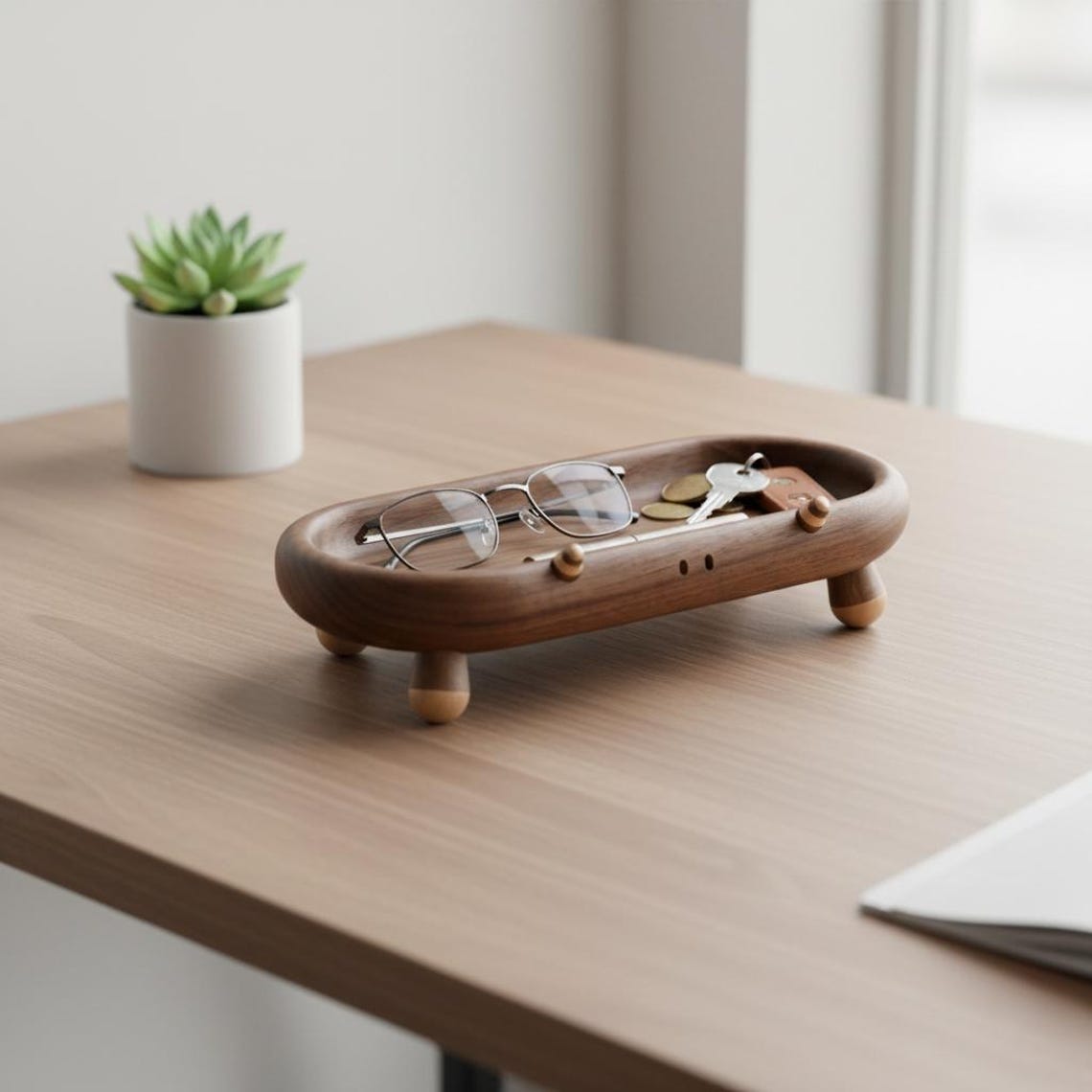 Black Walnut Desktop Organizer Tray, Japanese Style Eyewear Tray ...