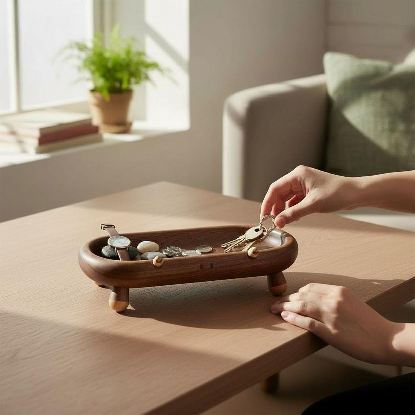 Black Walnut Desktop Organizer Tray, Japanese Style Eyewear Tray ...