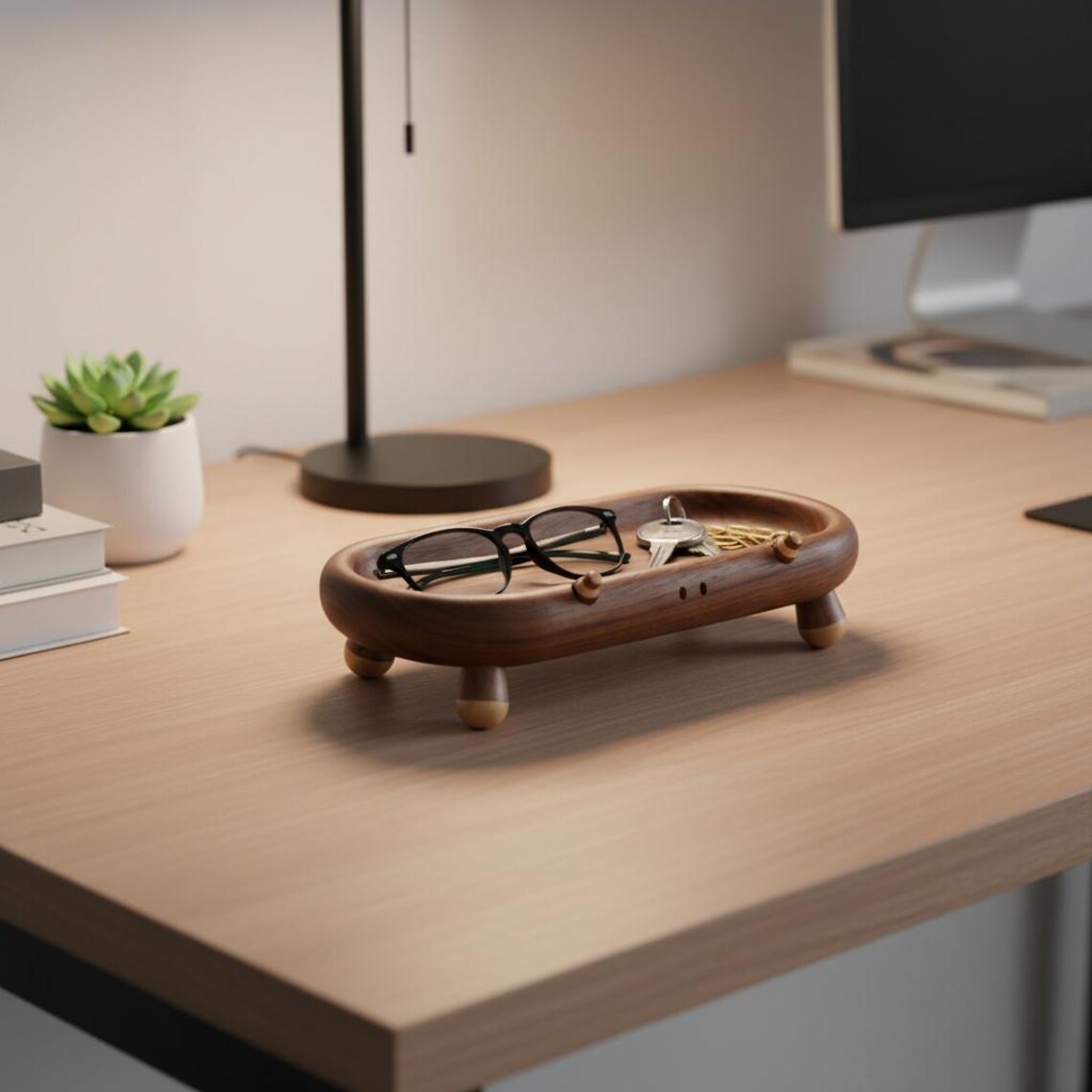 Black Walnut Desktop Organizer Tray, Japanese Style Eyewear Tray ...