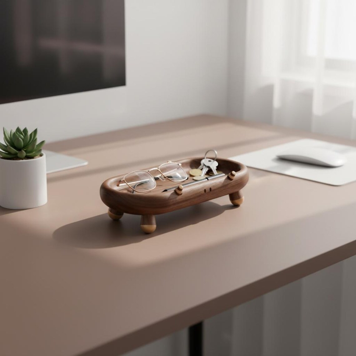 Black Walnut Desktop Organizer Tray, Japanese Style Eyewear Tray ...