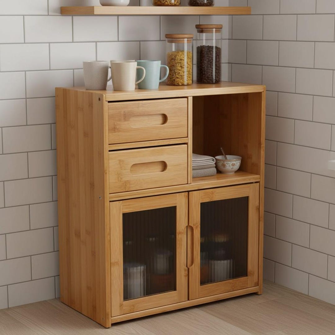Bamboo Kitchen Drawer Cabinet, Pantry Storage Organizer, Spice & Snack ...