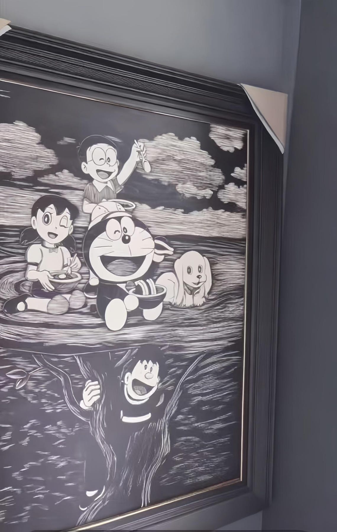 Doraemon Inspired Woodblock Print | Japanese Anime Style Art | Handmade ...
