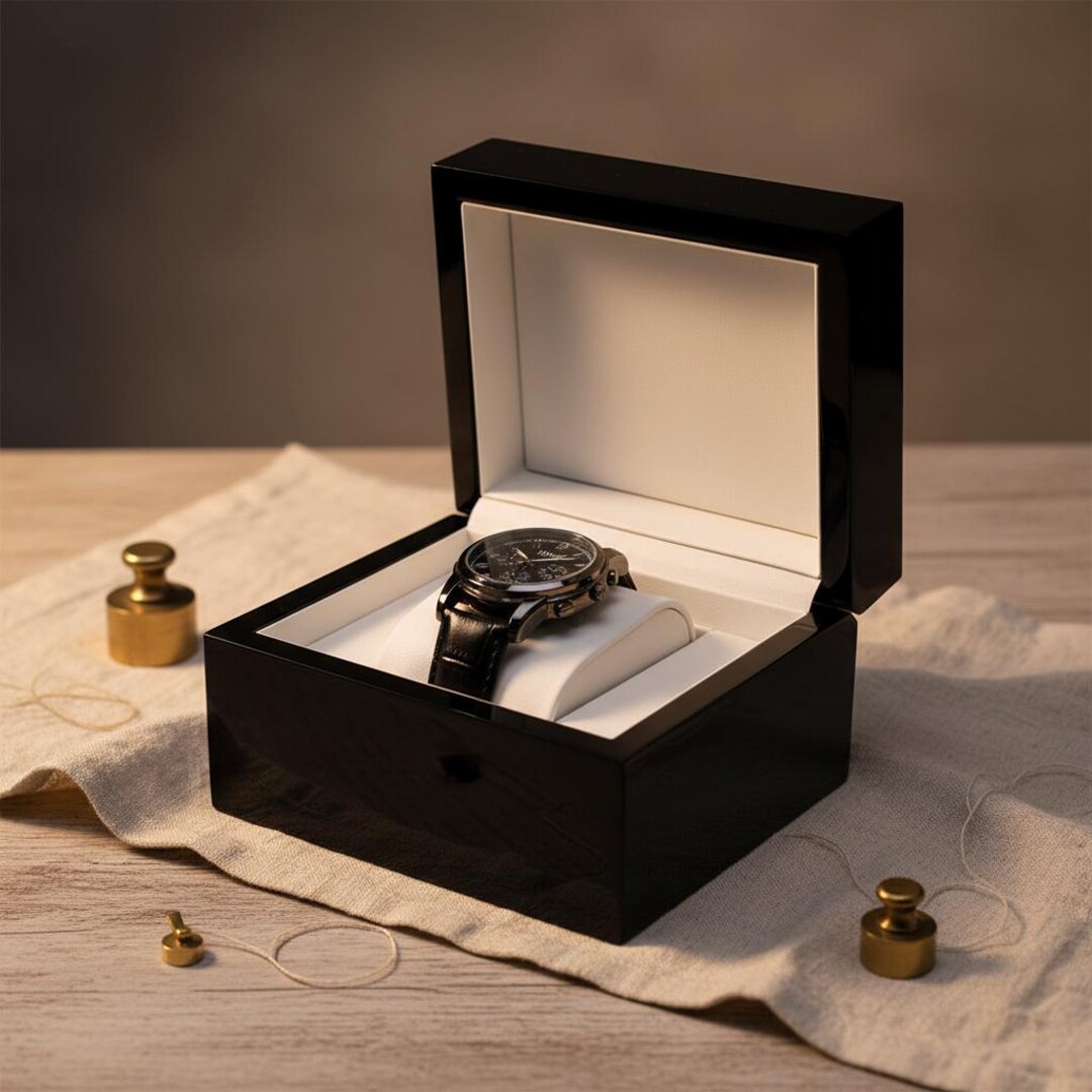 Black Single Watch Box, Luxury Wooden Storage Case With Display Lid - Etsy
