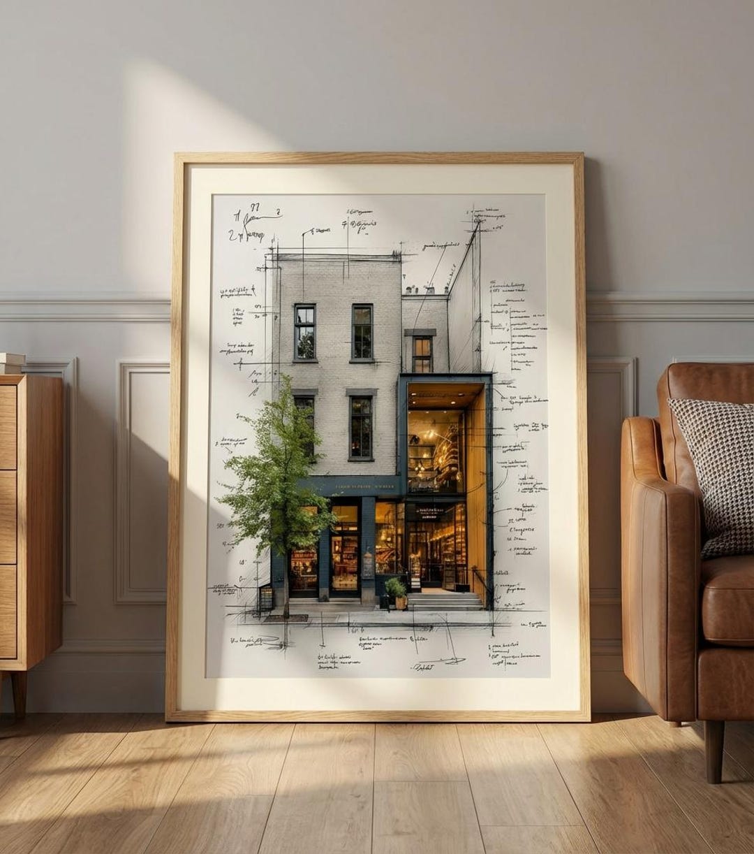 Elevation Print With Sketch-overlay (vertical) - Etsy