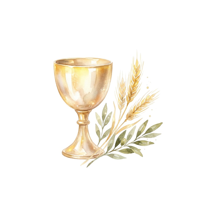 First Holy Communion Watercolor Clipart, Catholic Sacrament PNG Bundle ...
