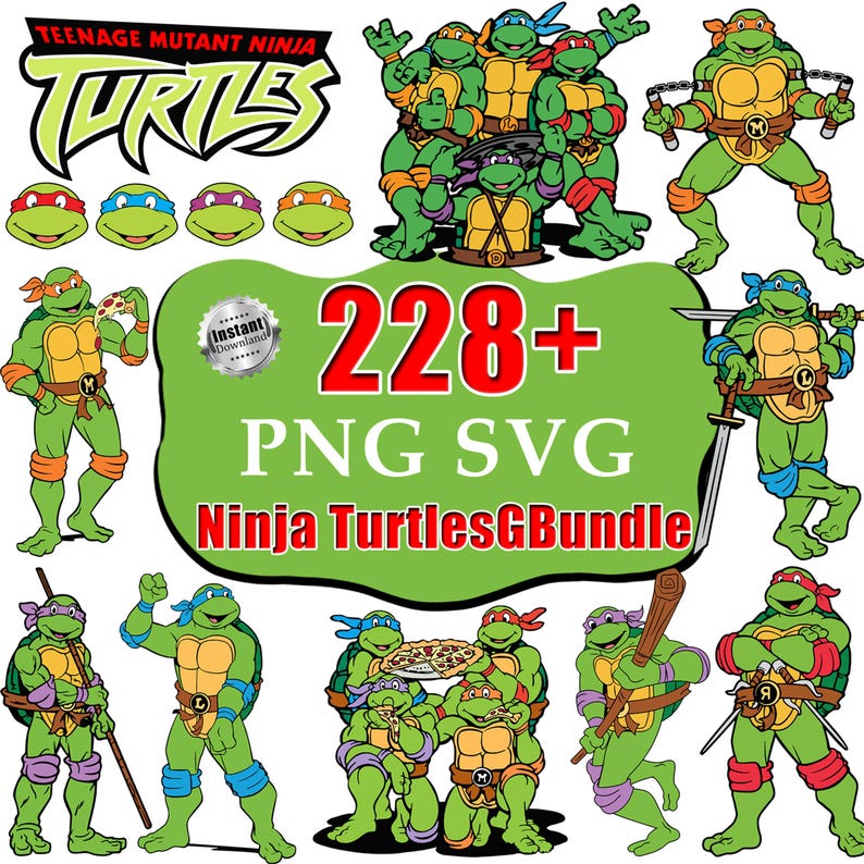 Ninja Turtles SVG Bundle, Ninja Turtles SVG PNG Clipart Bundle, Ninja ...