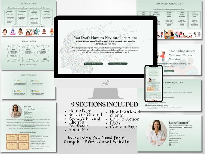 Mental Health Canva Website Template | Landing Page Website Design ...