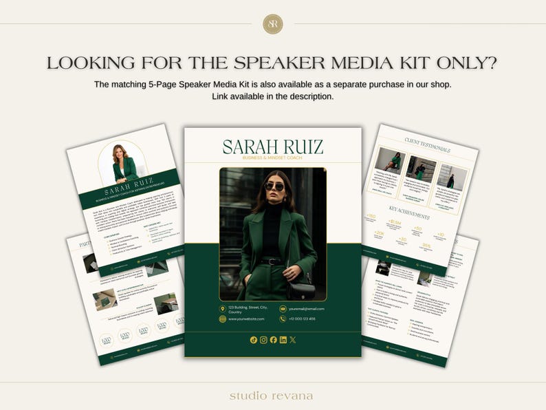 Emerald Green Speaker Landing Page Template, Canva Website, Media Kit ...