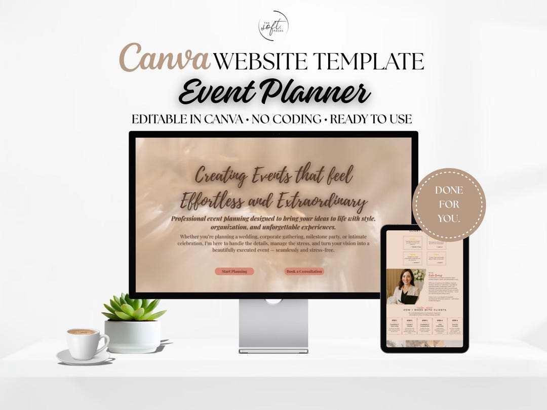Event Planner Canva Website Template | Terracotta Rustic Website Design ...