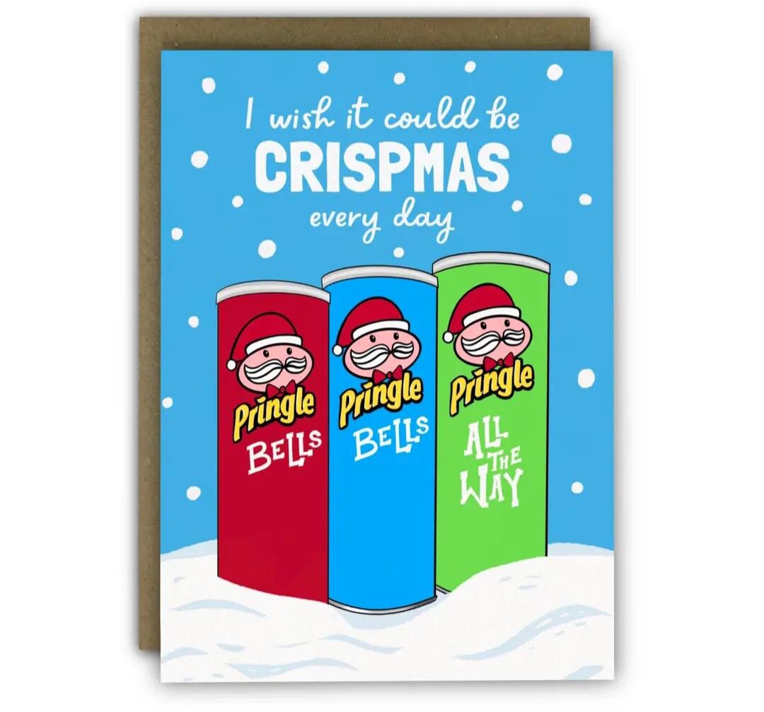 Funny Christmas Card – Crispmas Pun – Pringle Bells Snack Lover Card ...