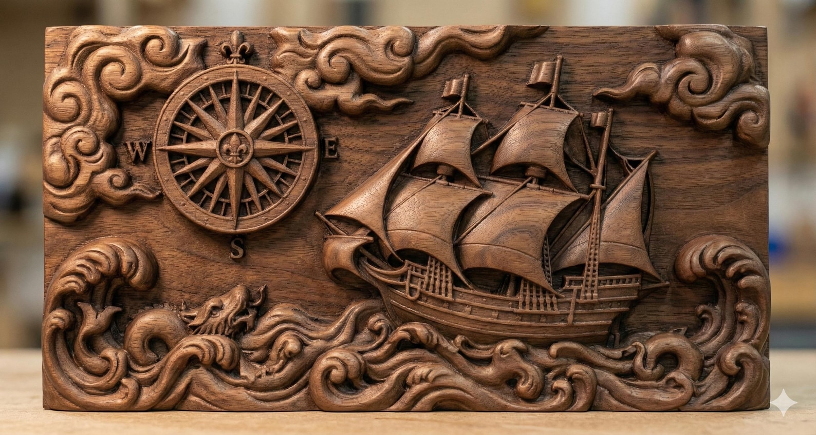 Nautical Ship & Sea Dragon CNC Relief File (digital Download) - Etsy