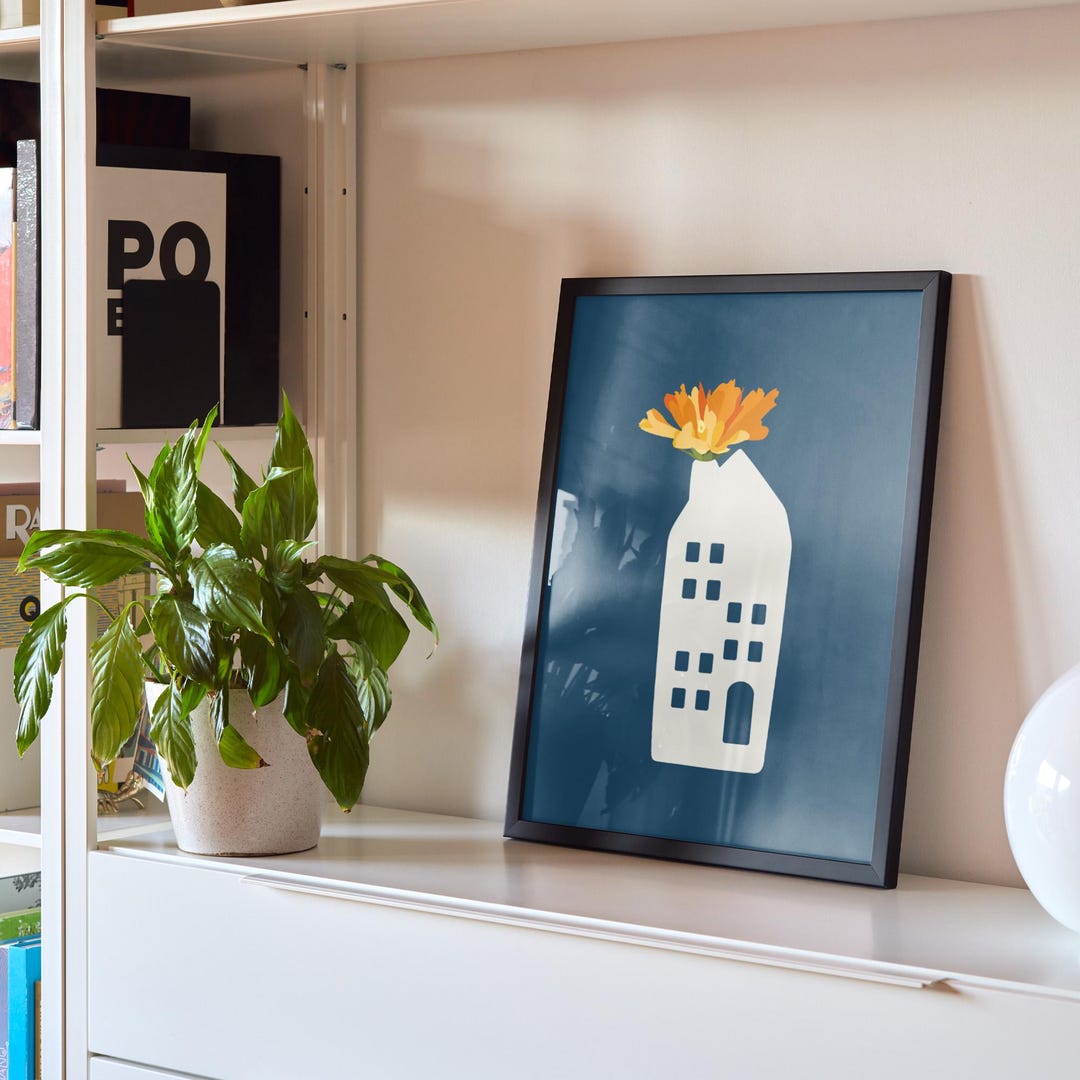 Little Flower House in Blue Poster (digital Download), Colourful ...