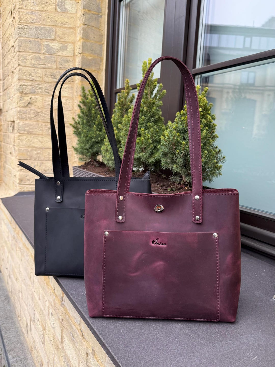 Womens Genuine Leather Laptop Bag, Minimalist Leather Hobo Bag, Casual ...