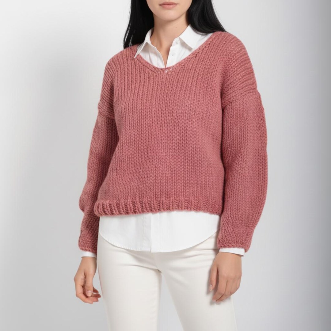 Chunky Drop-shoulder Sweater Knitting Pattern PDF, Beginner Friendly ...