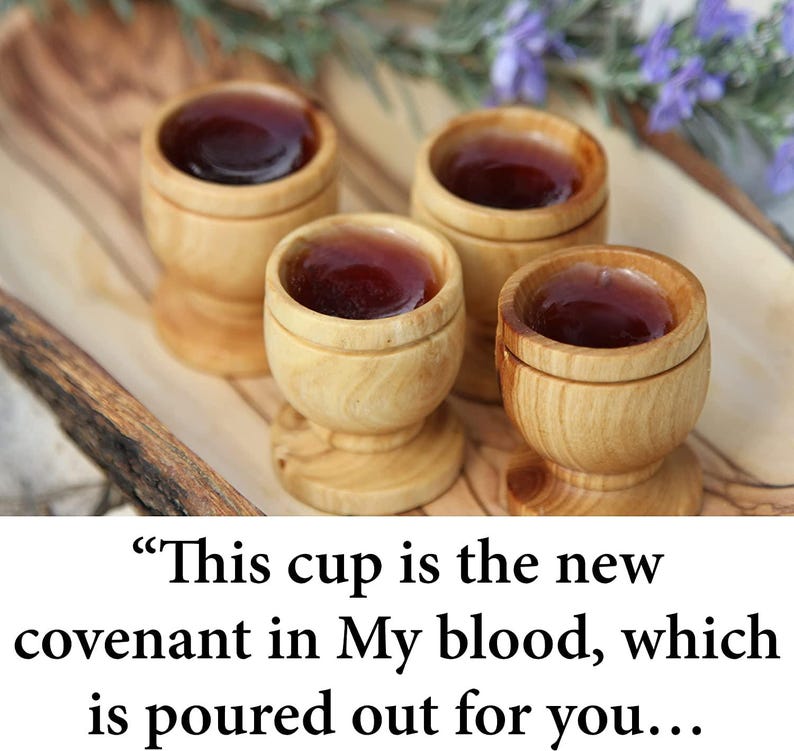 Olive Wood Communion Cups (set of 10) | Hand Carved Chalices, Bethlehem ...