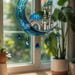 Blue Crescent Moon Mosque Stained Suncatcher Window Hanging Islamic ...