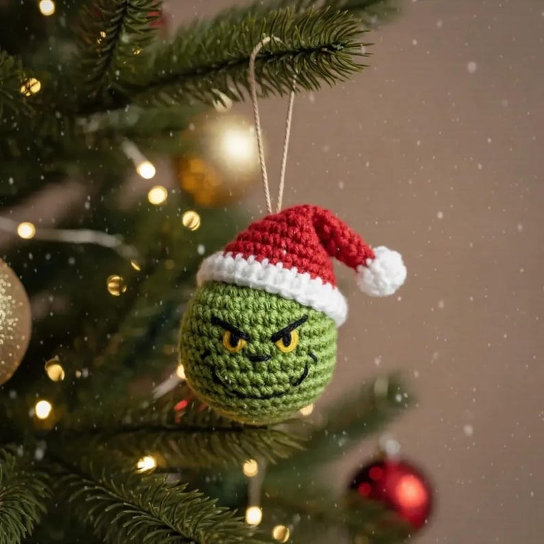 Green Christmas Monster Ornament Crochet Pattern | Grumpy Holiday ...