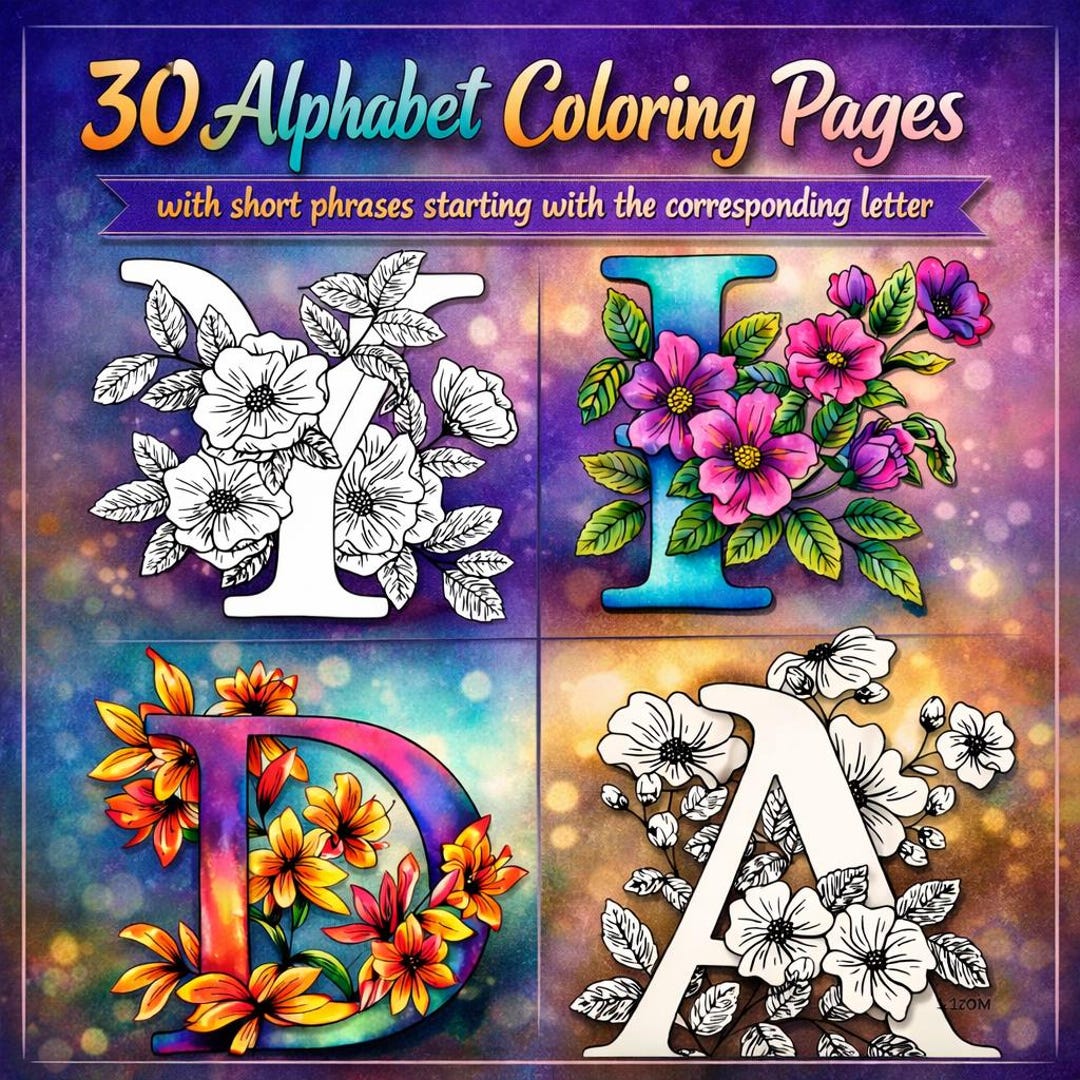 30 Alphabet Coloring Pages for Kids | A–Z Letter Coloring Book | Learn ...