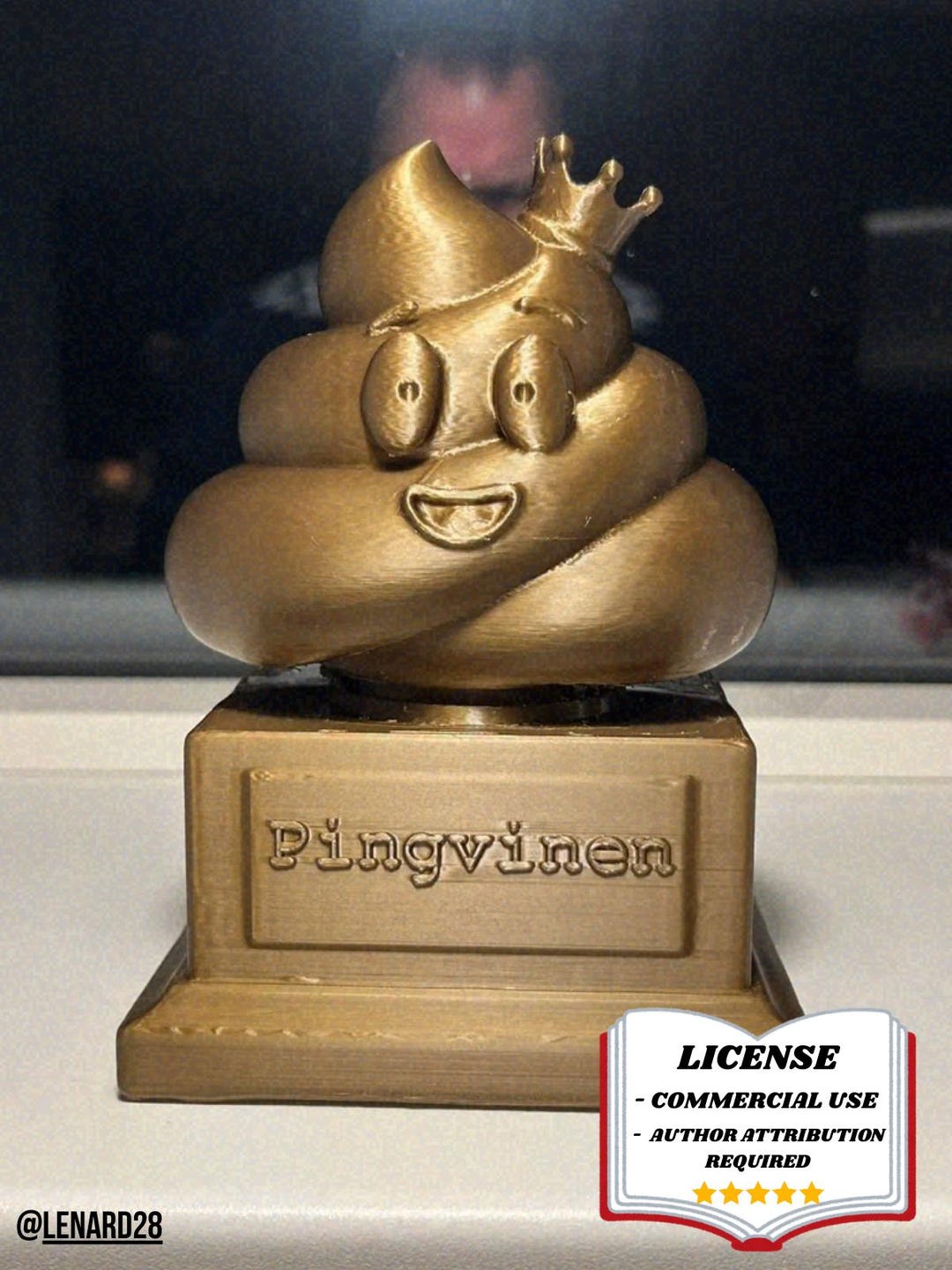 Funny Poop King Trophy, Cartoon Emoji Crown, Gag Gift Decor - 3D ...