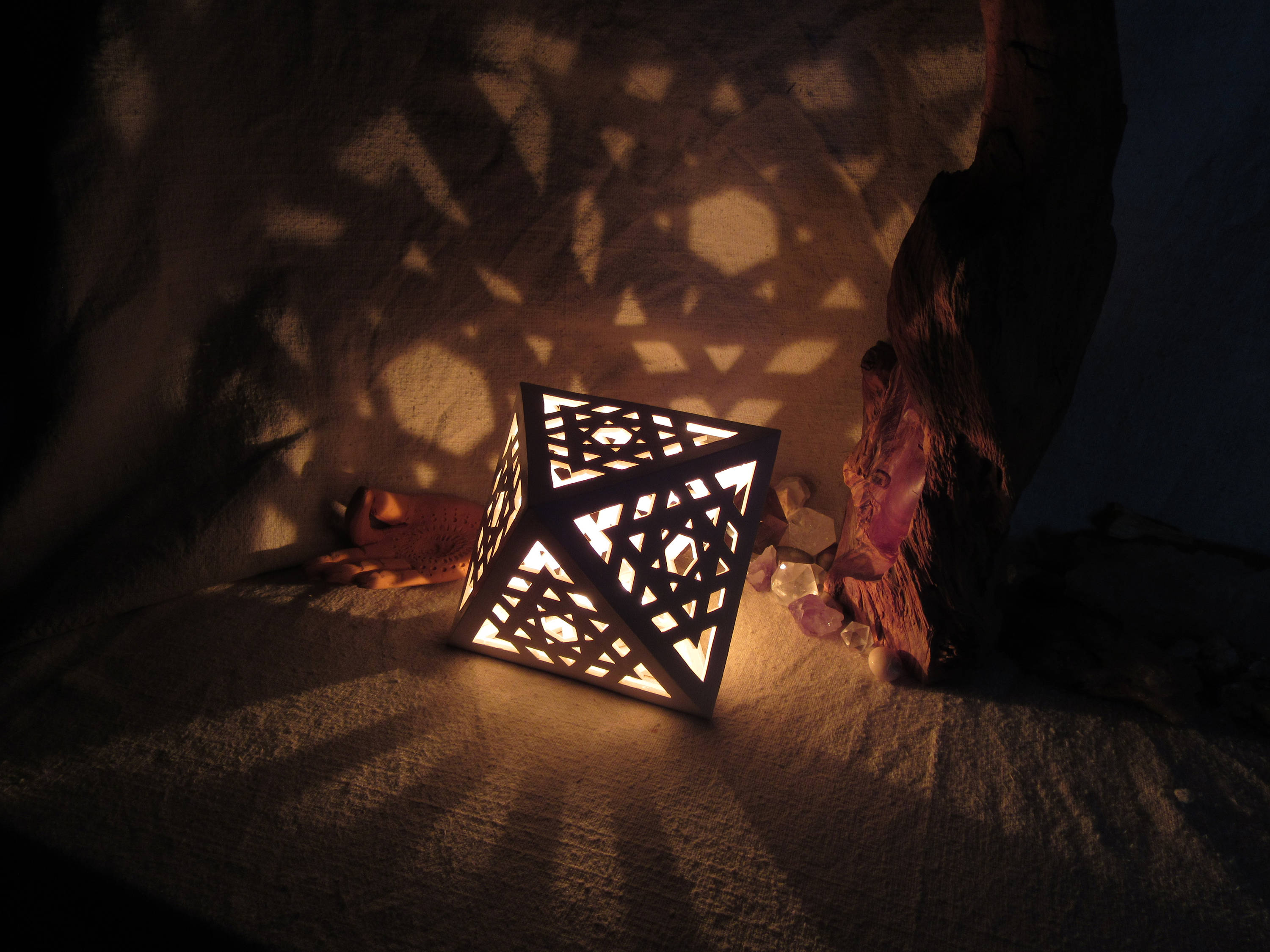 Octahedron ceramic candle holder / shadow lamp | Etsy