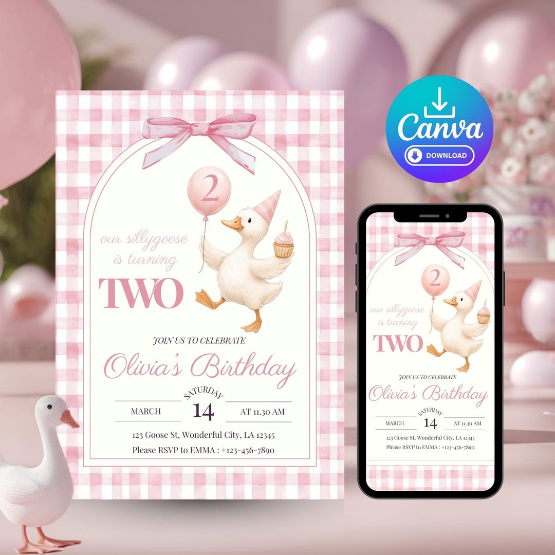 Silly Goose Birthday Invitation Template, Birthday Invite for Girl ...