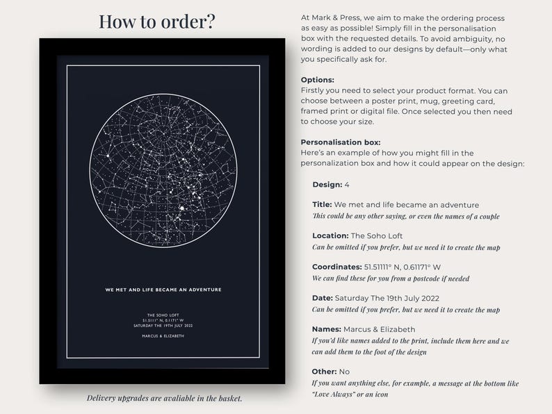 Personalised Star Map – Customised With Your Details & Wording. A ...