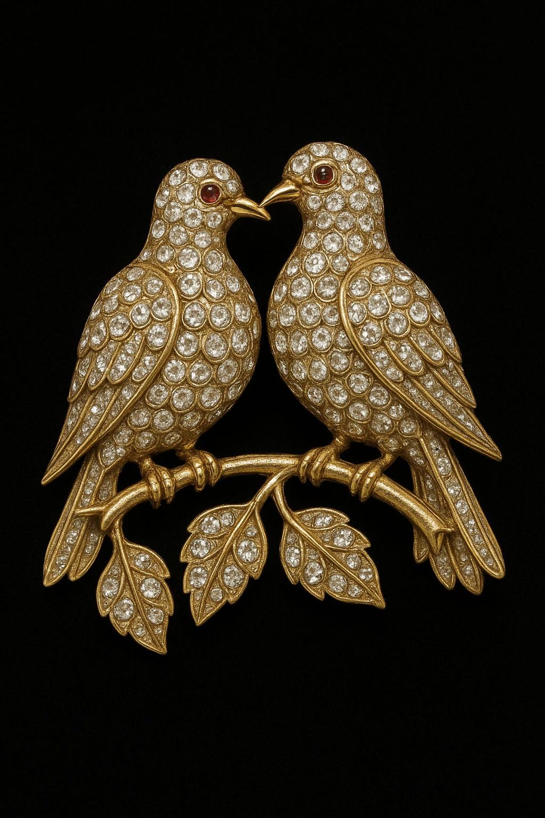 Two Turtle Doves Christmas Art Print, Vintage-style Holiday ...