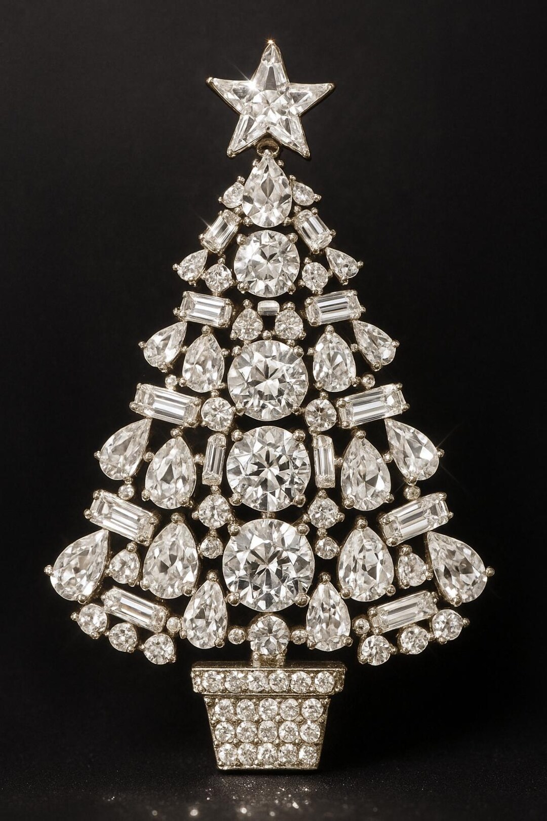 Diamond Christmas Tree Print, Digital Download, Vintage Brooch Style ...