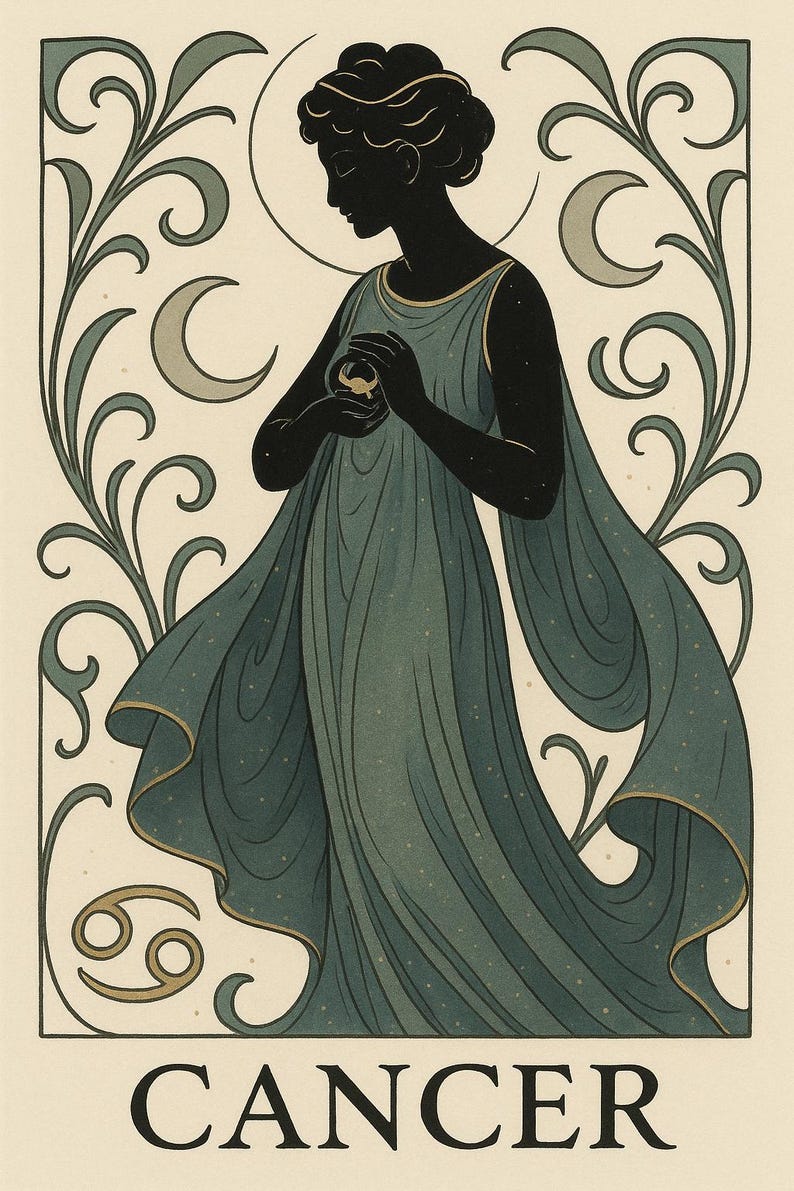 Aries Black Zodiac Art Print – Afro Goddess Mucha Style Illustration ...