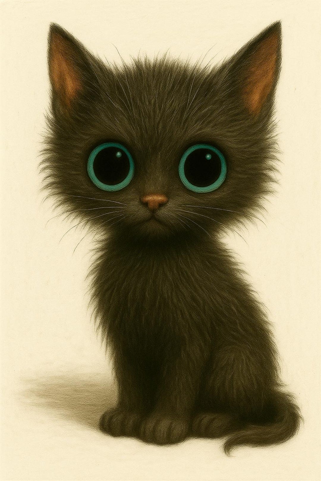 Werewolf/lykoi Kitten Art Print – Big-eyed Cat Illustration, Nursery ...
