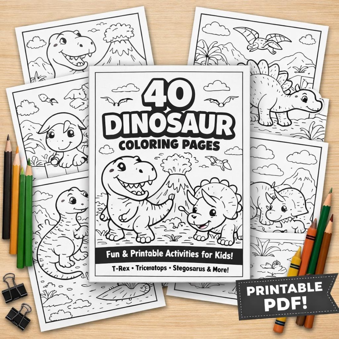 40 Dinosaur Coloring Pages for Kids | Printable Dino Coloring Book PDF ...
