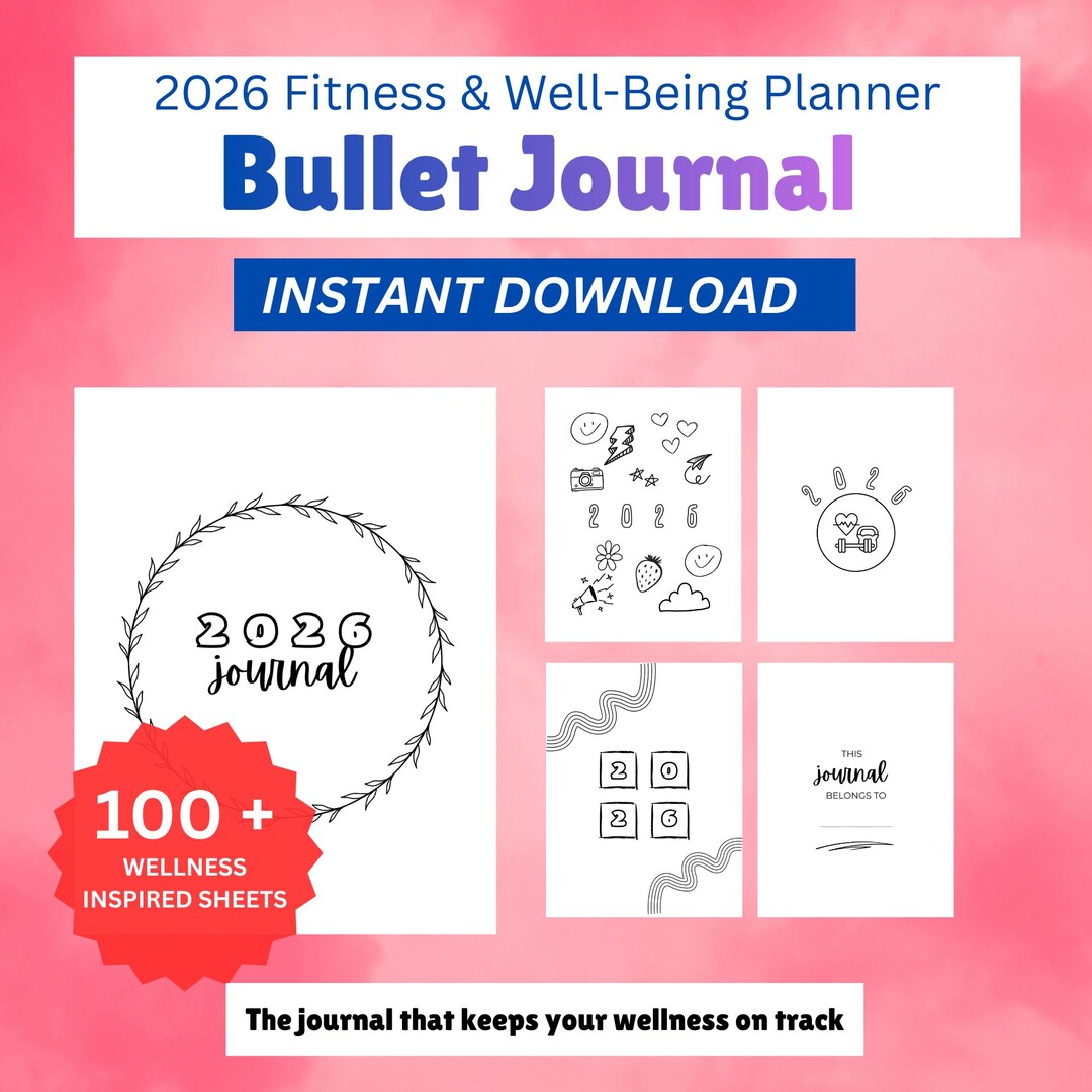 2026 Fitness and Wellness Bullet Journal for Women's Self Care and ...